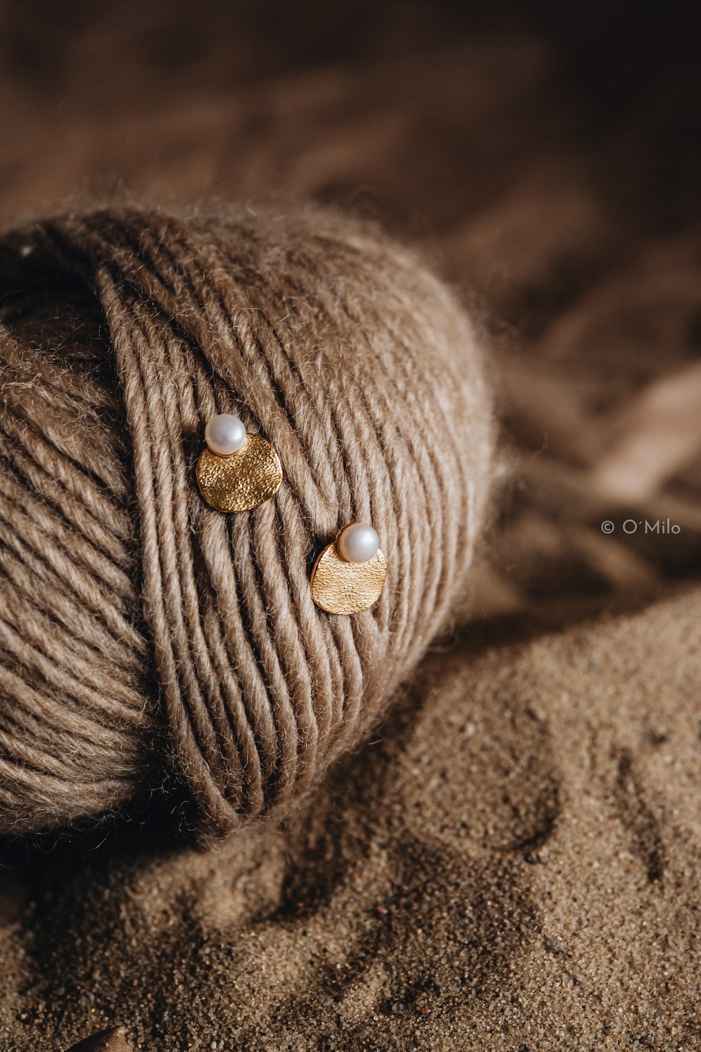 Textured Disc Pearl Studs. Mira • O'Milo